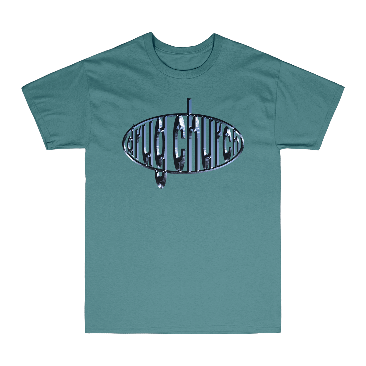 Drug Church - Chrome Logo Blue Tee – Armada Merch