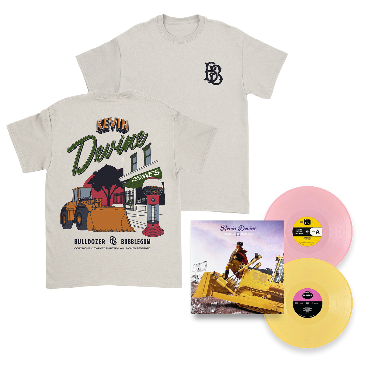 Kevin Devine - Bubbledozer T-Shirt AND Bubblegum + Bulldozer 2xLP Bund ...